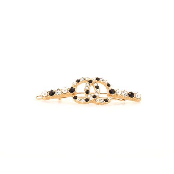 CHANEL | Accessories | Chanel Cc Hair Clip Barrette Metal With Crystal ...